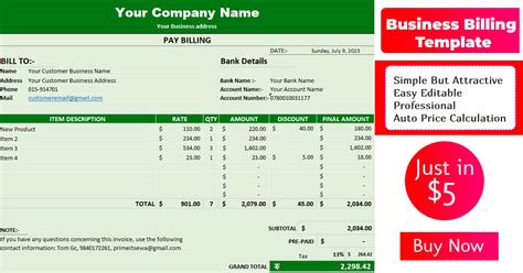 Excel Easy Billing Template For Business Prime It Sewa