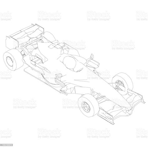 흰색 배경에 검은 라인에서 경주 자동차의 윤곽 등등 측정 보기 벡터 일러스트레이션 Brics에 대한 스톡 벡터 아트 및 기타 이미지 Brics Car Show 개념