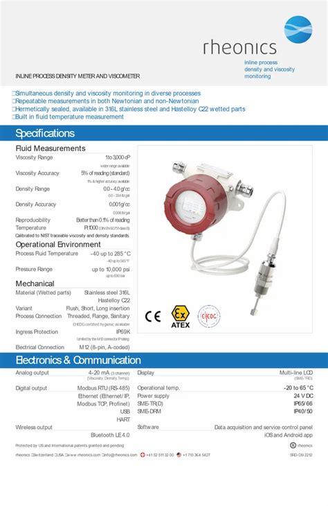 Stainless Steel Rheonics Srd Inline Process Density Meter And Viscometer At Best Price In Chennai