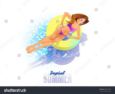 Sexy Girl Relaxing On Ring Float Vector có sẵn miễn phí bản quyền 664978108 Shutterstock