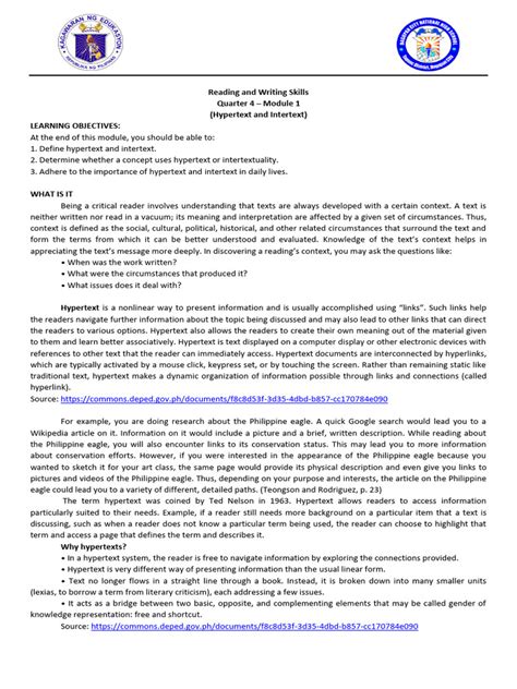 Rws Hypertext Intertext Module Pdf Intertextuality Hypertext