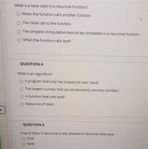 Solved What Is A Base Case In A Recursive Function When The