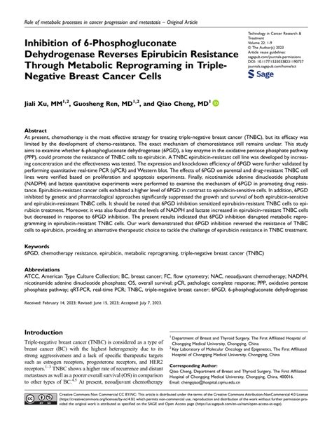 Pdf Inhibition Of 6 Phosphogluconate Dehydrogenase Reverses Epirubicin Resistance Through