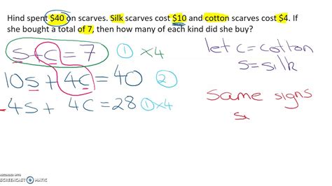 How To Solve A Simple System Of Linear Equations Word Problem With