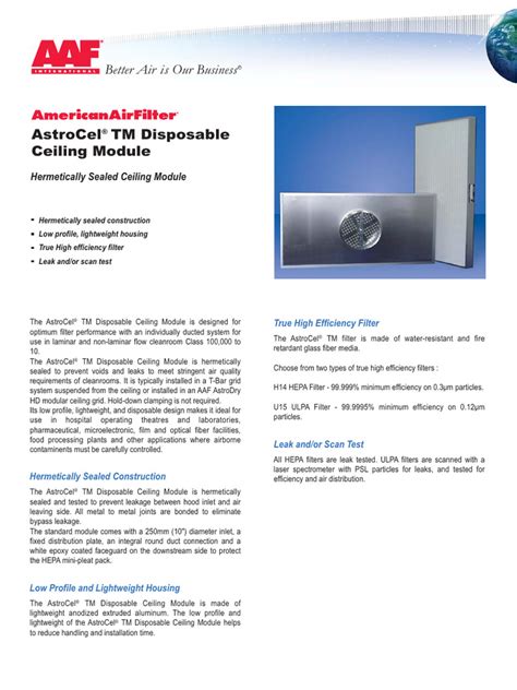 5hepa Ceiling Module 21 Astroceltm Pdf Materials Building Engineering