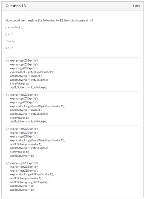 Solved This Quiz Focuses On Predicate Logic And Z Formulas Chegg