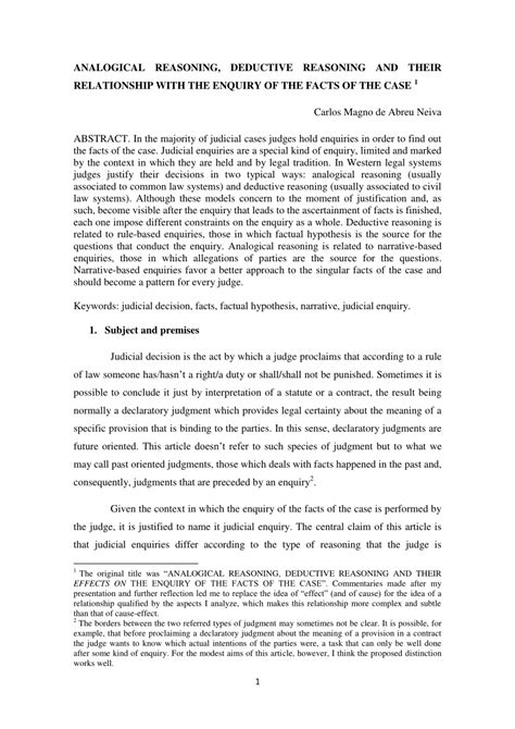 Pdf Analogical Reasoning Deductive Reasoning And Their Relationship