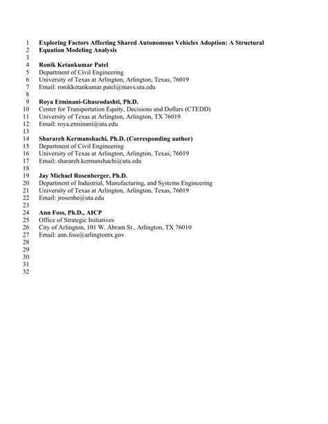 Pdf Exploring Factors Affecting Shared Autonomous Vehicles Adoption