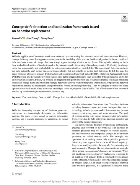 Concept Drift Detection And Localization Framework Based On Behavior