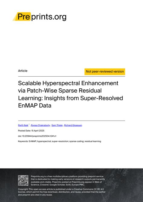 Pdf Scalable Hyperspectral Enhancement Via Patch Wise Sparse Residual Learning Insights From