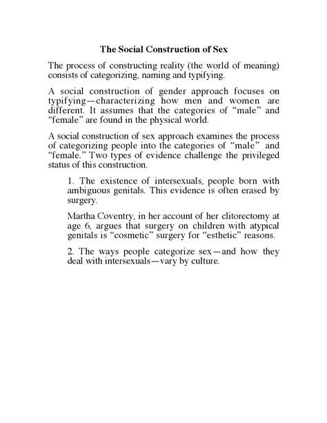 The Social Construction Of Sex Lecture Notes Soc 327 Docsity