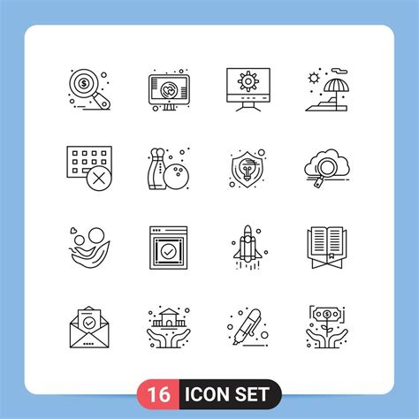 Set Of 16 Modern Ui Icons Symbols Signs For Hardware Devices Computer