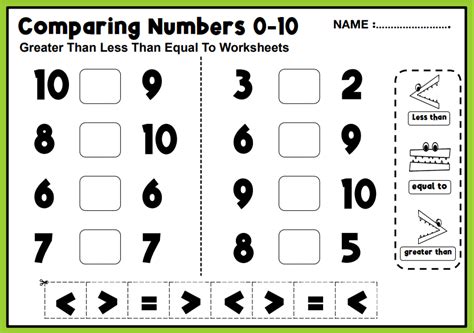 Comparing Numbers Activities Worksheets On Greater Than Less Than And Equal To Worksheets