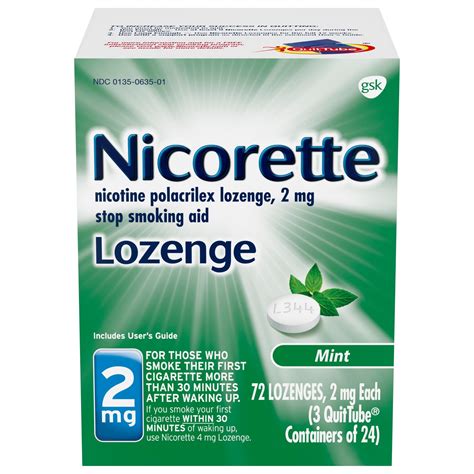 Nicorette Nicotine Lozenges Stop Smoking Aids 2 Mg Mint 72 Count