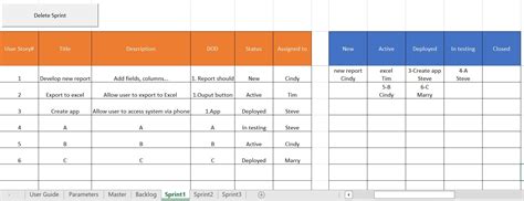 Scrum Board In Excel Etsy