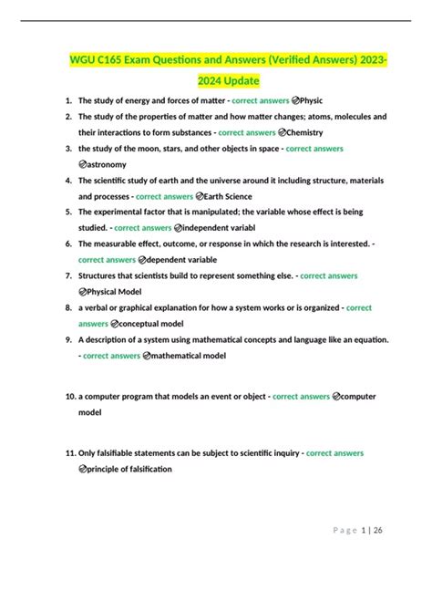 WGU C Exam Questions And Answers Verified Answers Update WGU C Stuvia US
