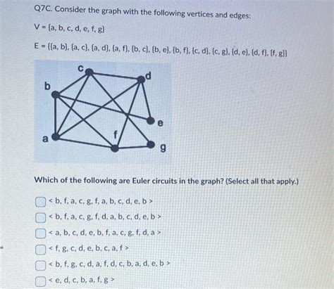 Solved Q7c Consider The Graph With The Following Vertices