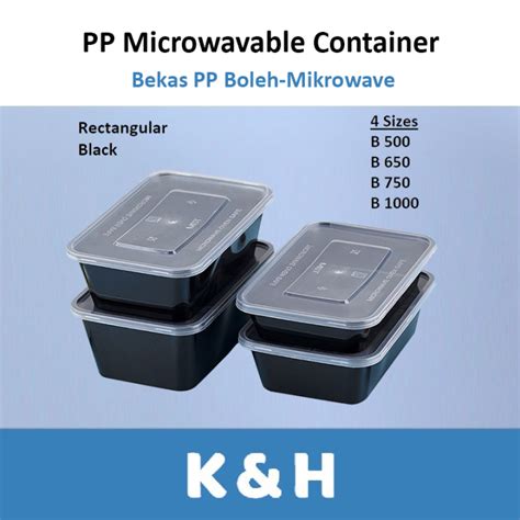 Bekas Plastik Hitam Black Pp Rectangular Container Pp Microwavable Injection Container
