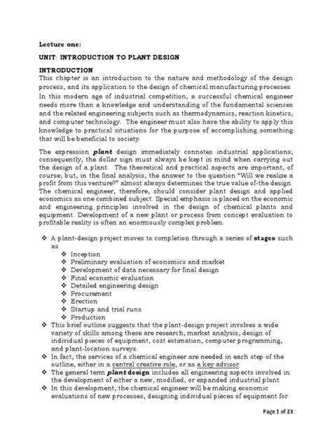 Plant Design And Economics Chapter 1 Notes Download Free Pdf Design