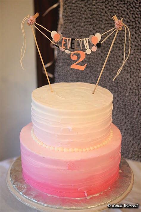 2 Tier Pink Ombré Cake Chocolate Top Tier And White Bottom Layer Tiered Cakes Birthday