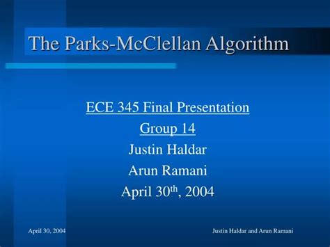 Ppt The Parks Mcclellan Algorithm Powerpoint Presentation Free
