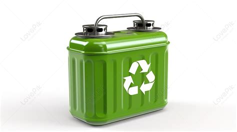 지속 가능한 연료 아이디어 녹색 금속 제리 캔 흰색 배경에 재활용 기호의 3d 렌더링 아이 배경 지속 가능 배경 3d 아이 배경 이미지 Hd 아이 지속 가능