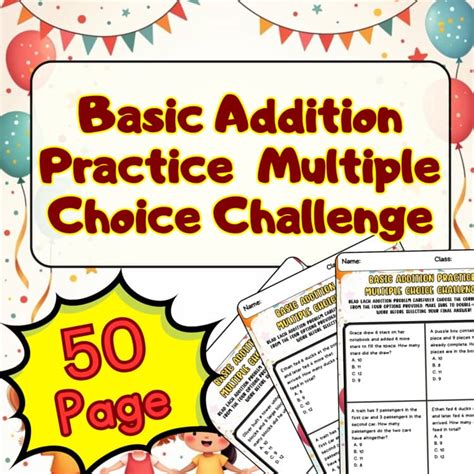 Basic Addition Practice Multiple Choice Challenge By Happy Brain Studio