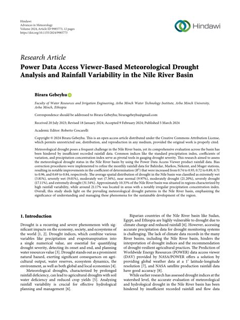 Pdf Power Data Access Viewer Based Meteorological Drought Analysis And Rainfall Variability In