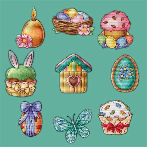 Купити Великодні мотиви Сет 9 шт Схеми для вишивання Set 021 в інтернет магазині Комод