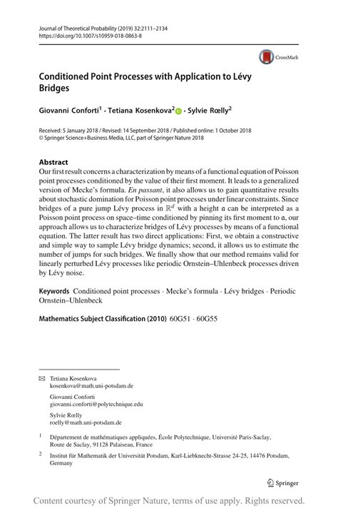 Conditioned Point Processes With Application To Lévy Bridges Request Pdf