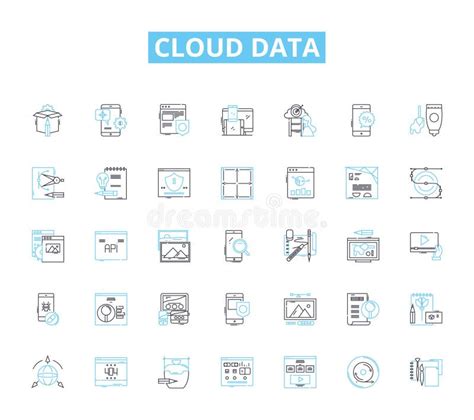 Cloud Data Linear Icons Set Sync Backup Security Accessibility Scalability Flexibility