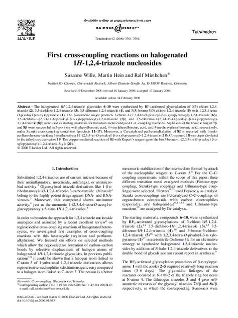 Pdf Susanne Wille Martin Hein Ralf Miethchen First Cross Coupling Reactions On Halogenated