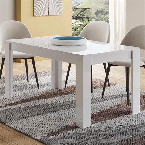 Breta High Gloss Dining Table Square In White