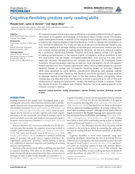 Pdf Cognitive Flexibility Predicts Early Reading Skills