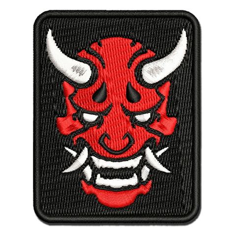 Oni Japanese Ogre Demon Applique Multi Color Embroidered Iron On Patch 2 0 Inch Mini