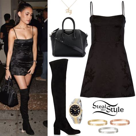 Madison Beer Black Mini Dress Suede Knee Boots