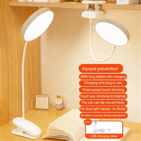 V USB Multifunction LED Desk Lamp Touch Rechargeable Reading Light Dimming Clip Table Flexible