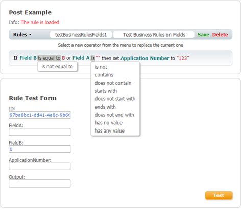 c code effects business rules rule engine dropdown fields issue