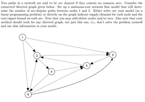 Two Paths In A Network Are Said To Be Arc Disjoint If