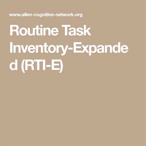 Routine Task Inventory Expanded Rti E Rti Routine Task