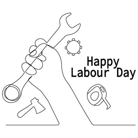 Premium Vector Continuous Single Line Drawing Of Happy Labour Day Concept Outline Vector