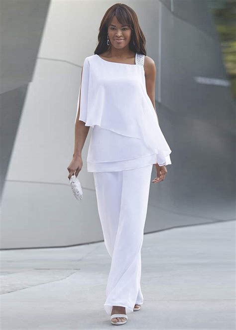 Elegant Pant Suits Chiffon Asymmetrical Neckline Mother Of The Bride