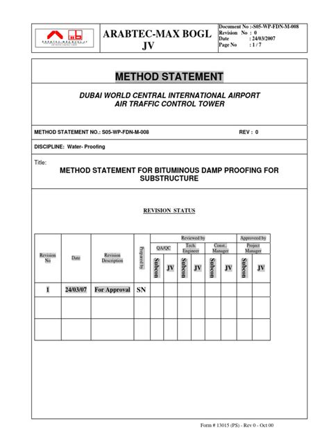 Ms 008 Bituminous Damp Proofing For Substructure Pdf Concrete