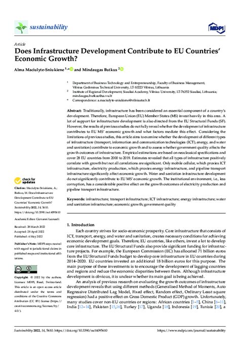 Pdf Does Infrastructure Development Contribute To Eu Countries Economic Growth