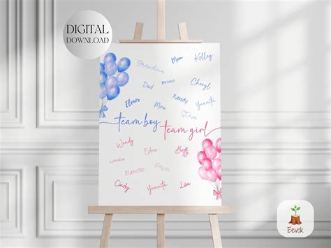 Printable Gender Voting Poster Gender Vote Board Guess Gender Board Baby Shower Guestbook