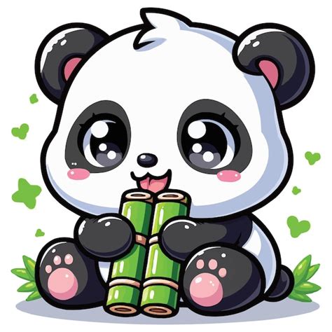 Chibi Panda Cute Panda Bear Cartoon Hand Drawn Style Vector Image