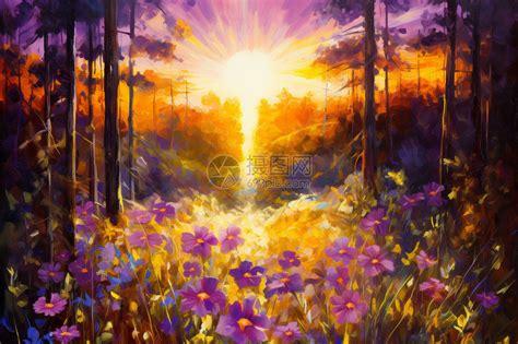 油画风田野风景插画图片下载 正版图片600442502 摄图网