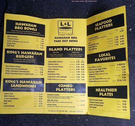 Menu At Landl Hawaiian Barbecue San Diego Palm Ave A