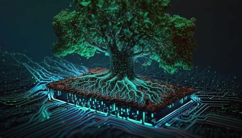 Premium Photo A Computer Circuit With A Tree Growing Out Of It