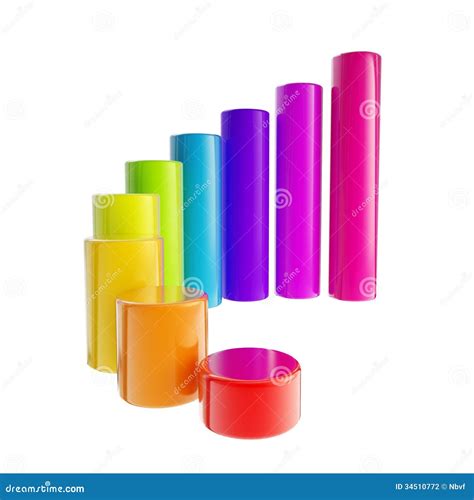 Rainbow Colored Bar Graph Glossy Isolated Stock Illustration